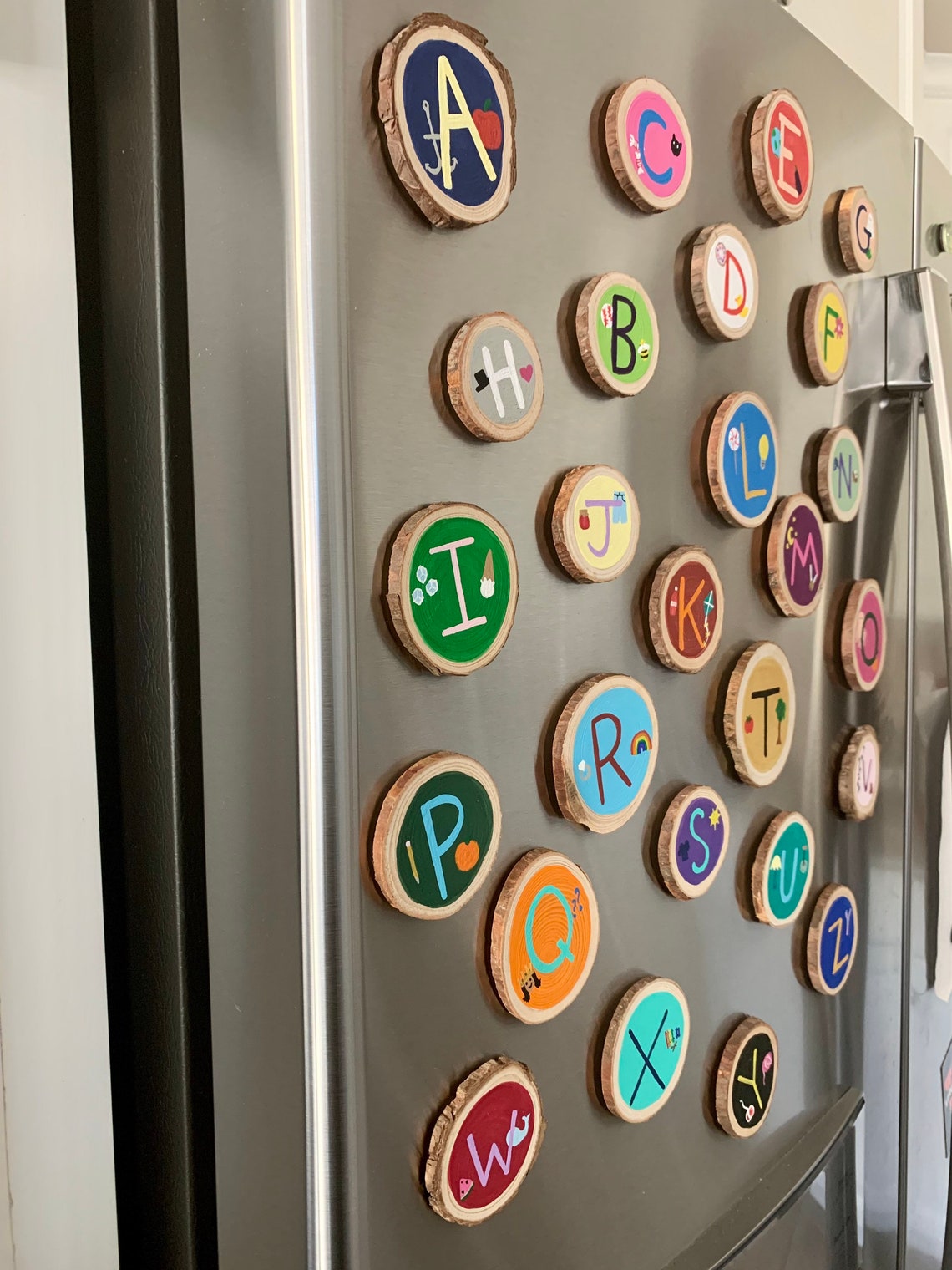 Wooden Alphabet Magnets ABC Refrigerator Magnets for Kids - Etsy