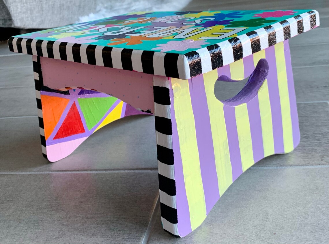Children's Wood Hand Painted Step Stool Custom | Etsy