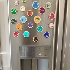 Wooden Alphabet Magnets, ABC Refrigerator Magnets for Kids, Cute ...