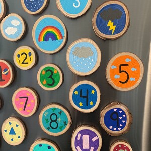 Wooden Numbers Shapes Weather Magnets, ABC Refrigerator Magnets for ...