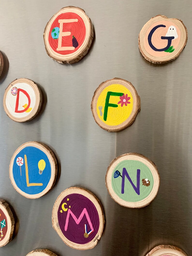 Wooden Alphabet Magnets ABC Refrigerator Magnets for Kids - Etsy