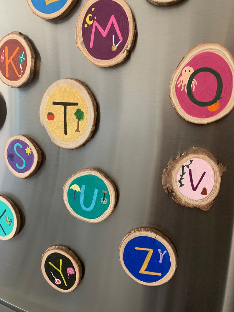 Wooden Alphabet Magnets ABC Refrigerator Magnets for Kids - Etsy