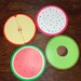 Fruit Slice Coasters, Set of 4, Hand Painted, Watermelon Dragonfruit ...