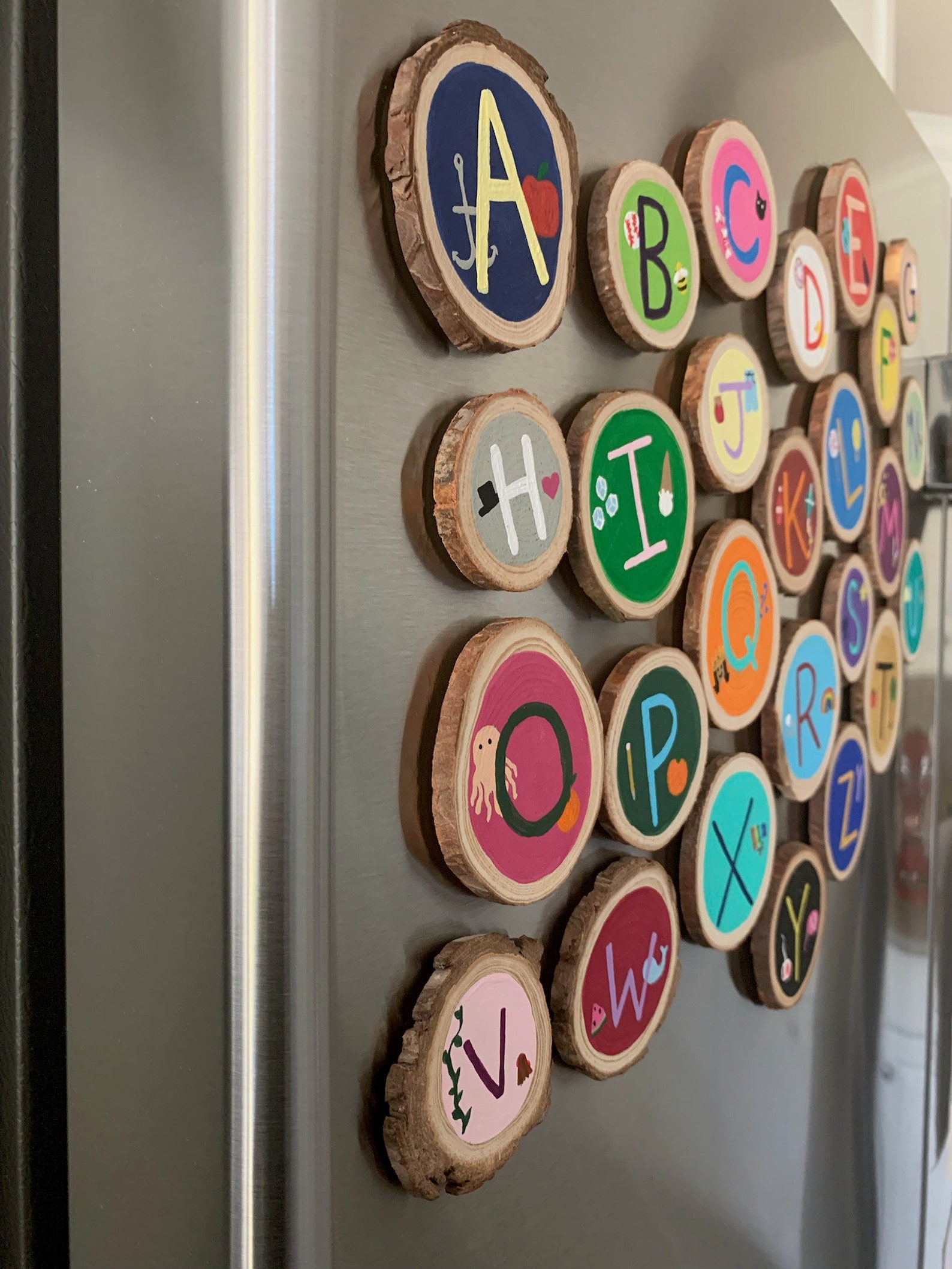 Wooden Alphabet Magnets ABC Refrigerator Magnets for Kids - Etsy