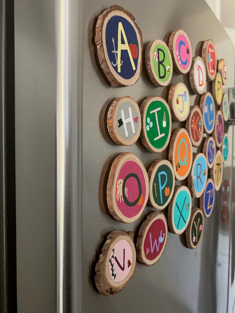 Wooden Alphabet Magnets ABC Refrigerator Magnets for Kids - Etsy