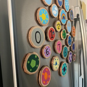 Wooden Numbers Shapes Weather Magnets, ABC Refrigerator Magnets for ...