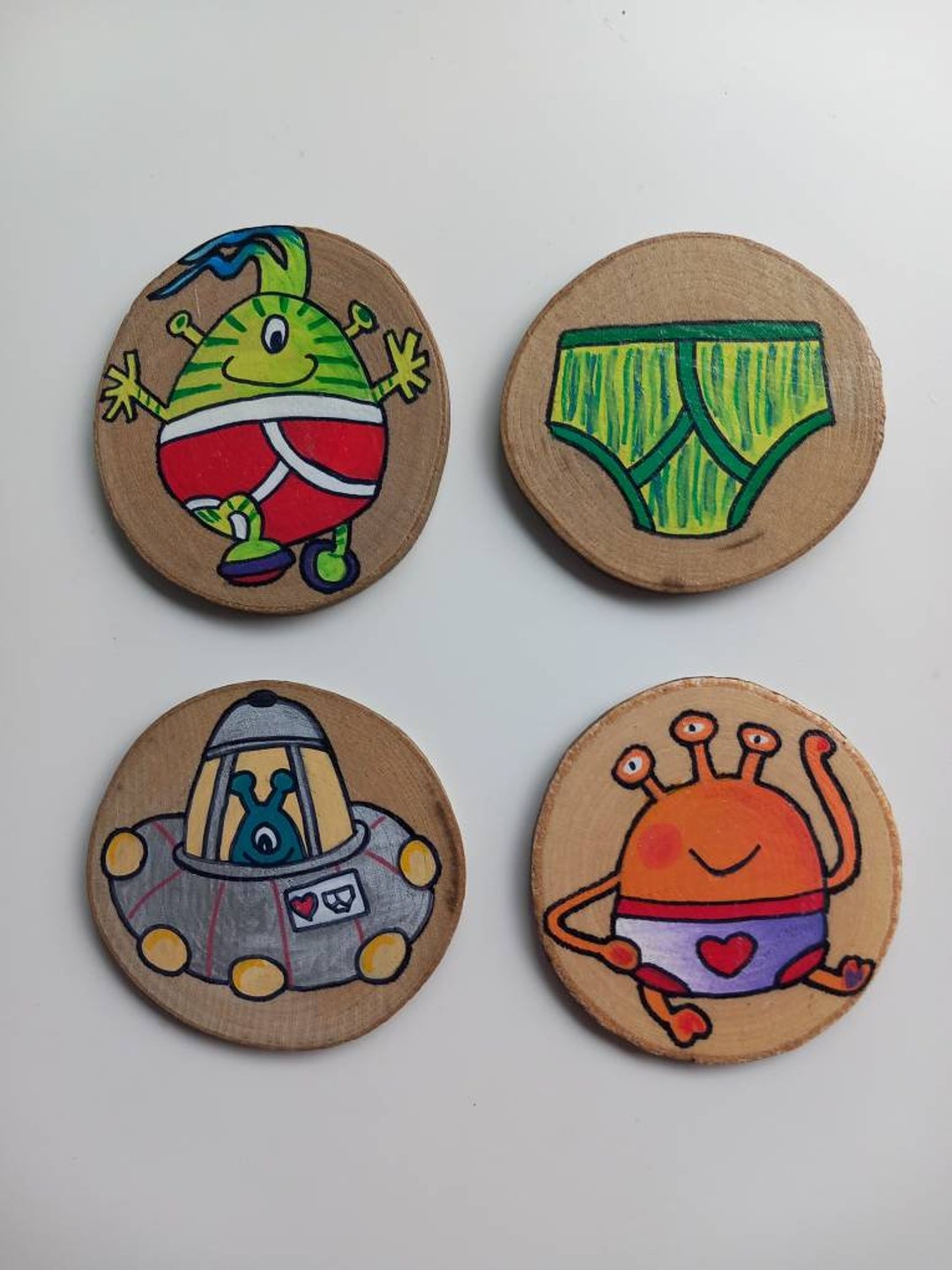 Aliens Log Slices - Etsy