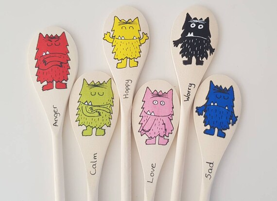 Colour Monster Wooden Spoons - Etsy UK