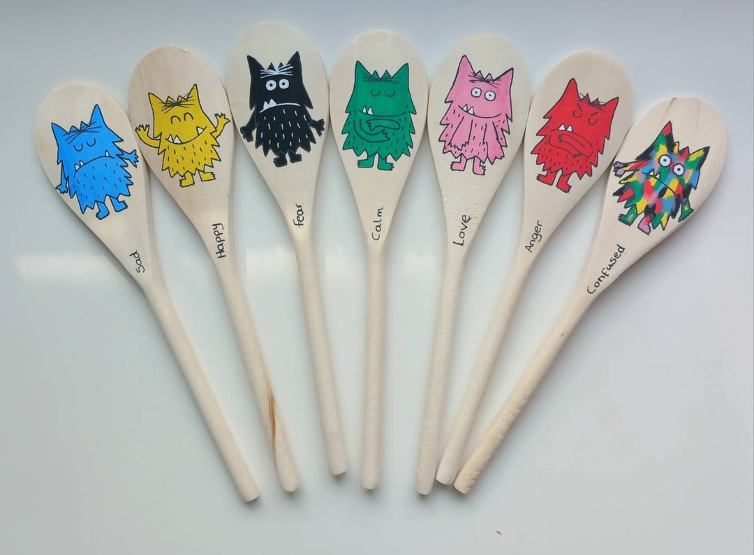 Colour Monster Wooden Spoons - Etsy UK