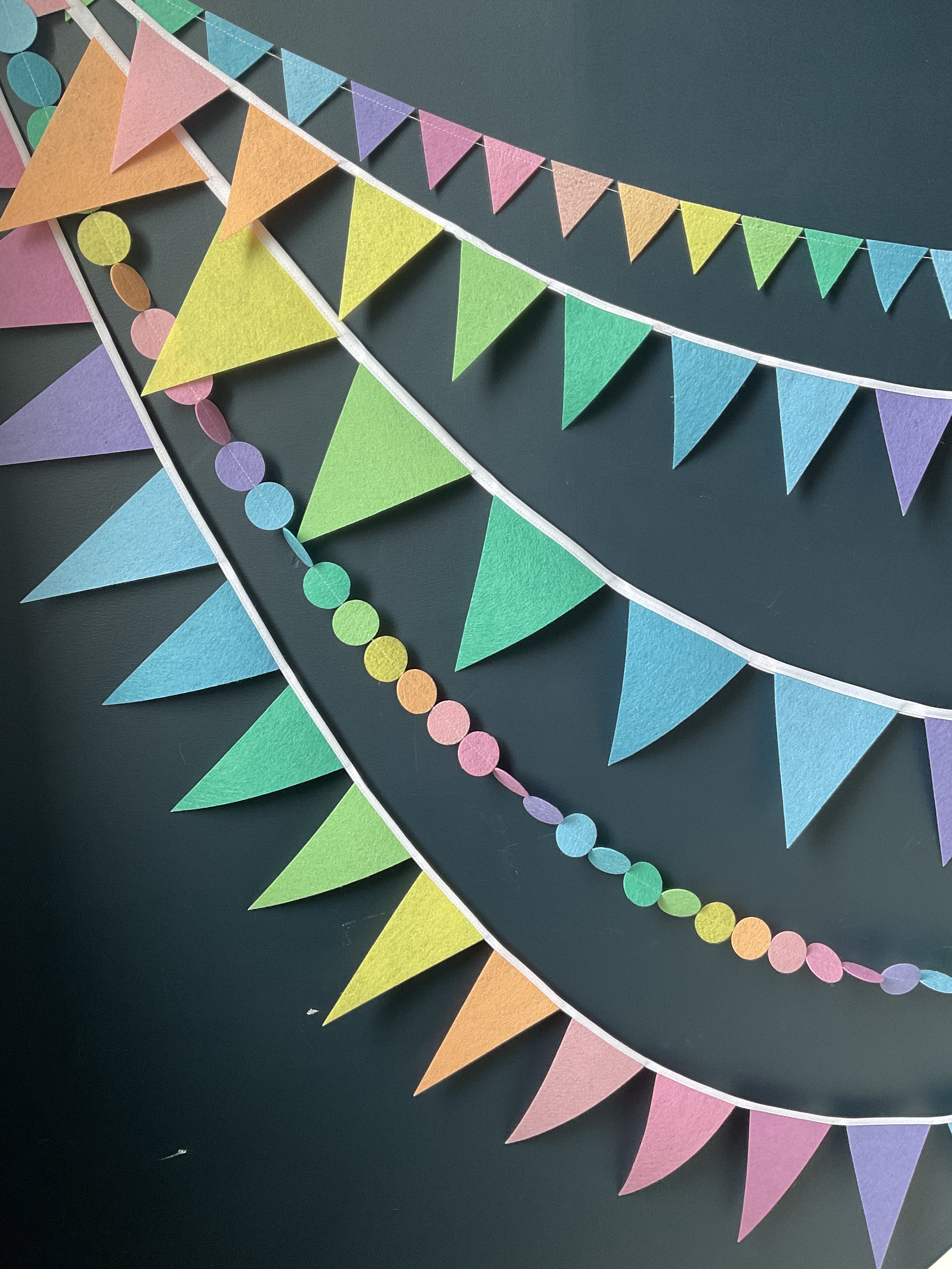Pastel Party Bunting and Garlands, Rainbow Felt Birthday Decorations ...