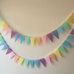 Pastel Party Mini Bunting, Mini Felt Pennant Flags, Bedroom Decor or to ...