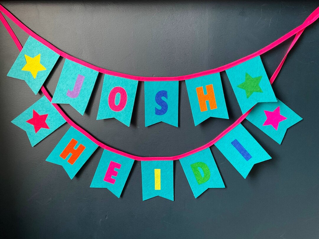 Personalised Name Bunting, Custom Felt Name Banner, Neutral Bunting ...