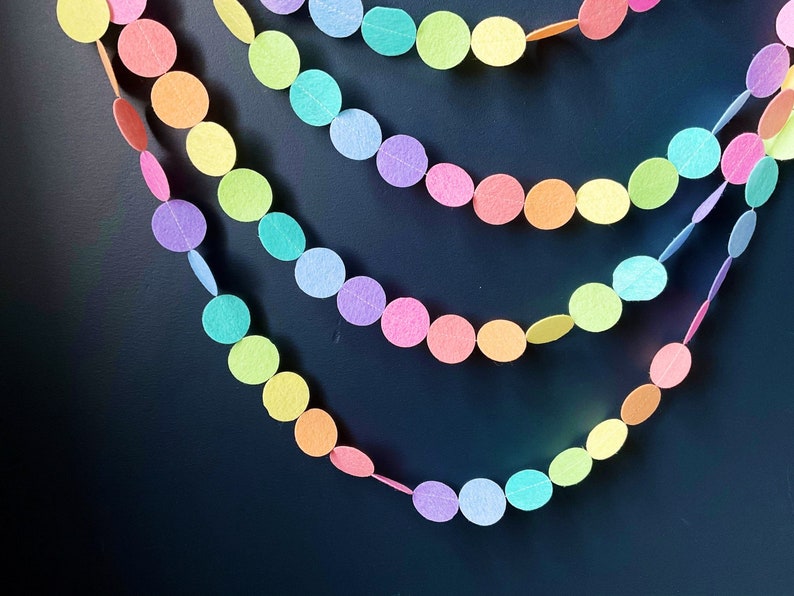 Spotty Rainbow Pastel Garland Colourful Felt Garland - Etsy