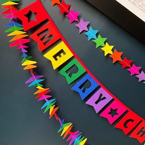 Felt Christmas Tinsel Garland, Zero Waste Decoration, Rainbow Felt ...