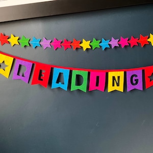 Reading Corner Banner in Colourful Felt Flags to Decorate a Nursery ...
