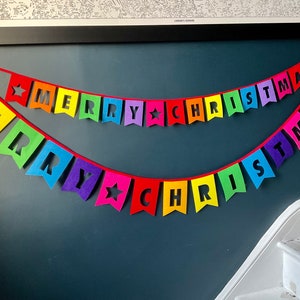 Merry Christmas Banner With Matching Garlands, or Colourful Felt Happy ...