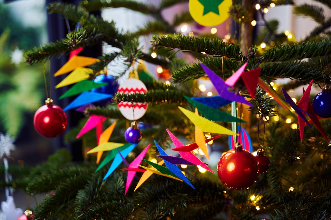 Felt Christmas Tinsel Garland, Zero Waste Decoration, Rainbow Felt ...