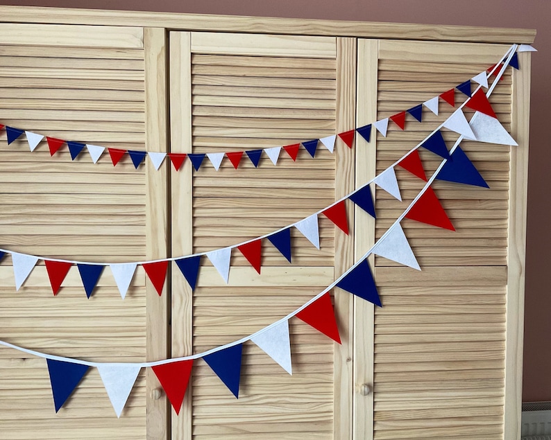 Red White Blue Bunting Felt Flags Garden Party Decor - Etsy
