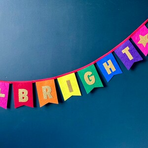 Merry and Bright Banner, Colourful Christmas Bunting, Rainbow Bright ...