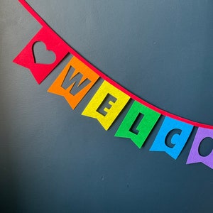 Welcome Home Rainbow Felt Bunting and Optional Matching Heart Garlands ...