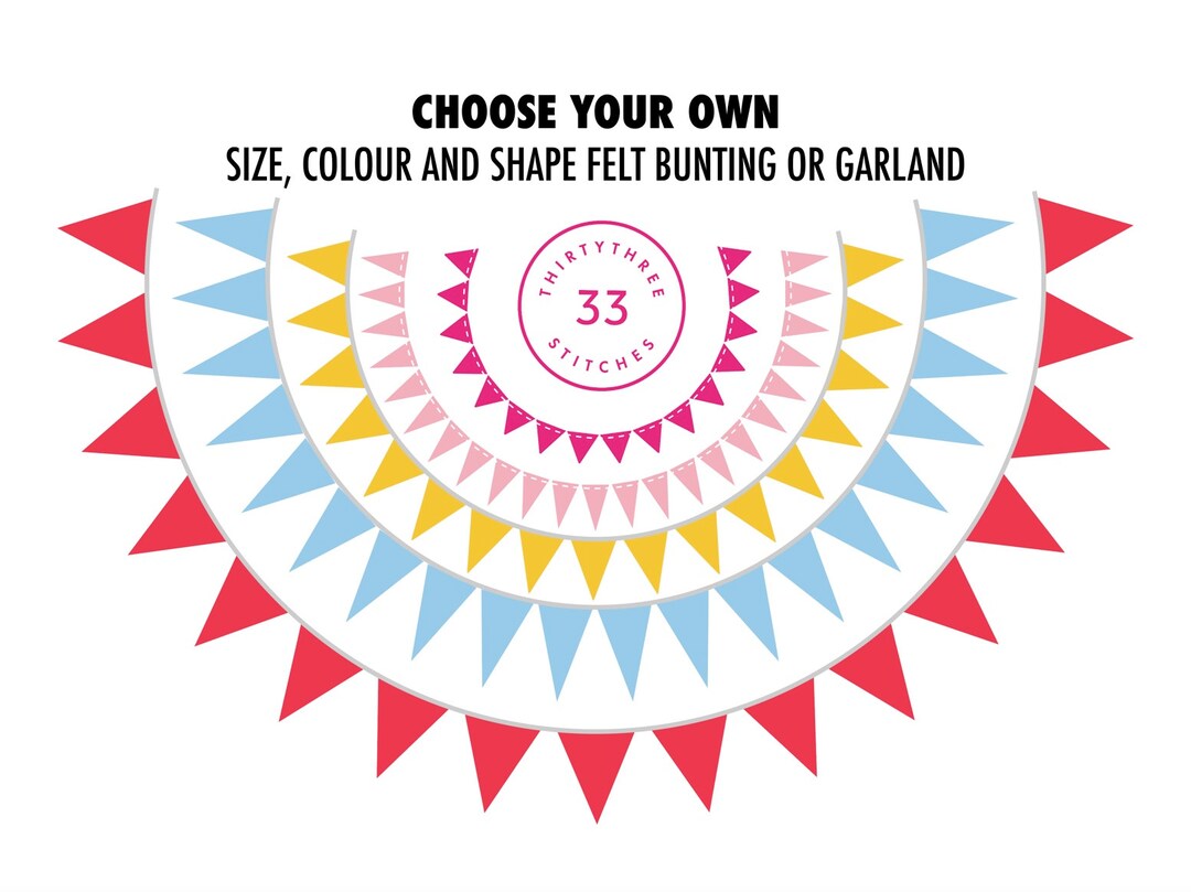 Choose Your Own Bunting Size and Colour Mix, Pick Your Own Custom ...