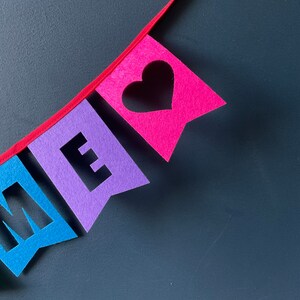 Welcome Home Rainbow Felt Bunting and Optional Matching Heart Garlands ...