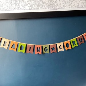 Reading Corner Banner in Nature Inspired Felt Flags to Decorate Any ...