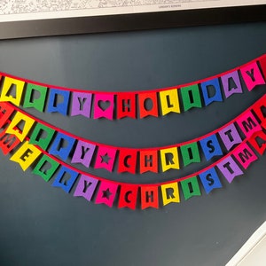 Merry Christmas Banner Bundle, Happy Christmas Bunting and 2 Garlands ...