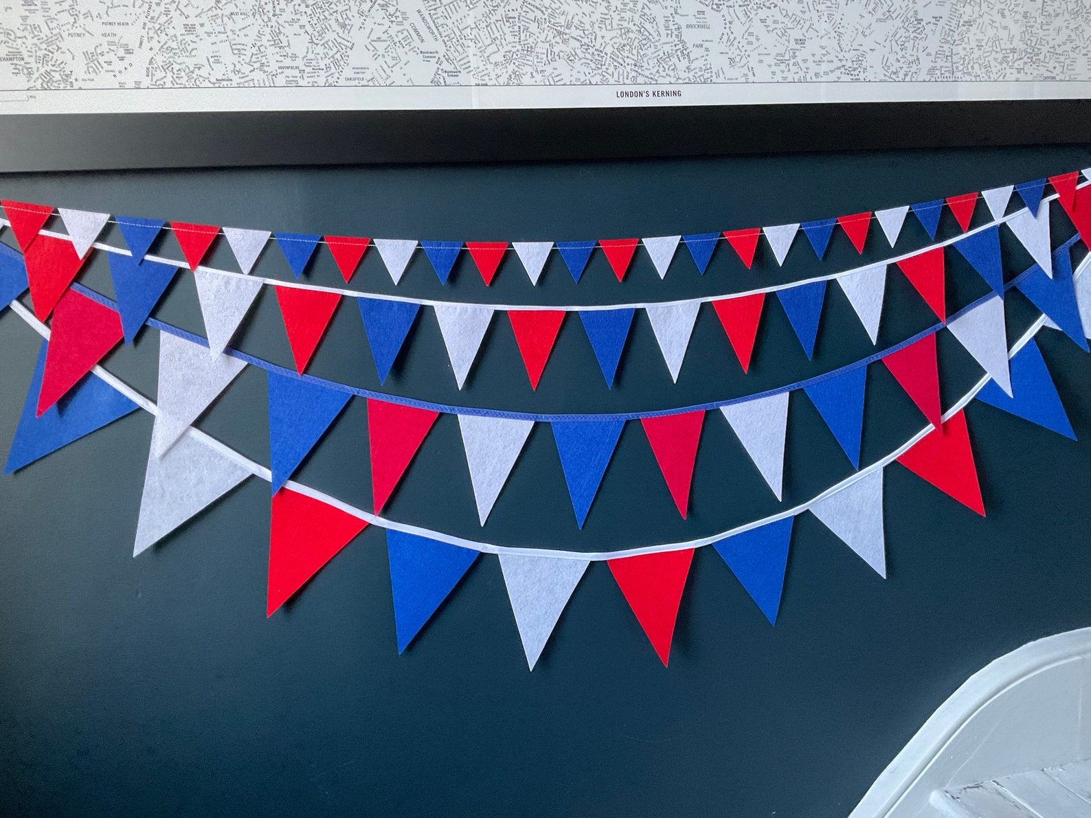 Red, White, Blue Bunting, Felt Flags, Garden Party Decor, Outdoor ...