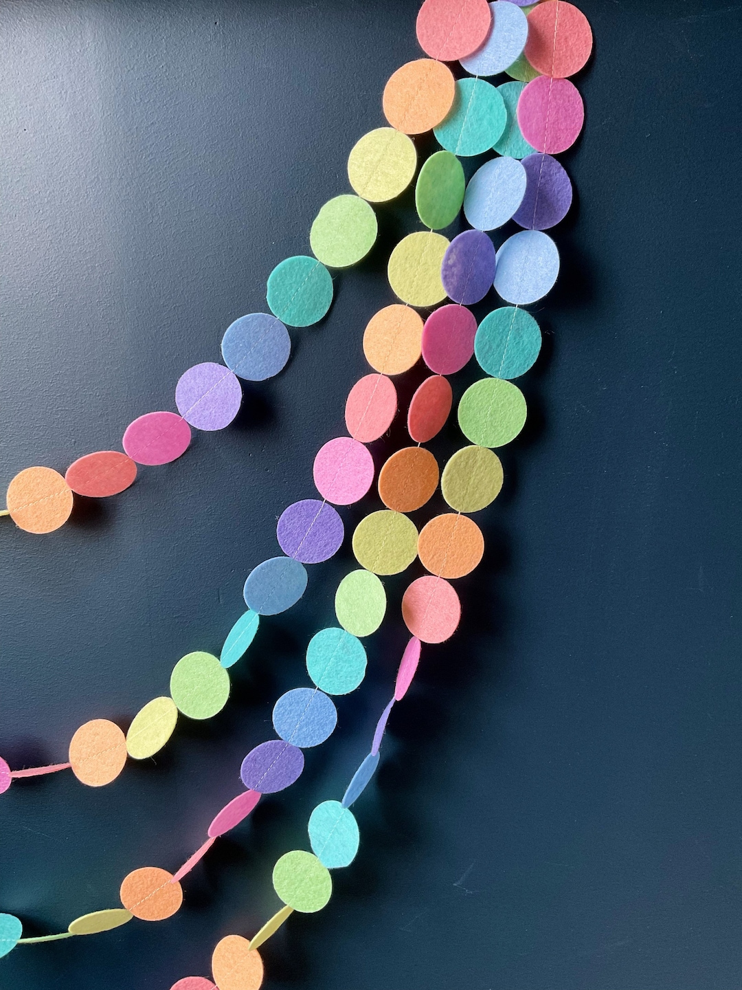 Spotty Rainbow Pastel Garland, Colourful Felt Garland, Confetti String ...