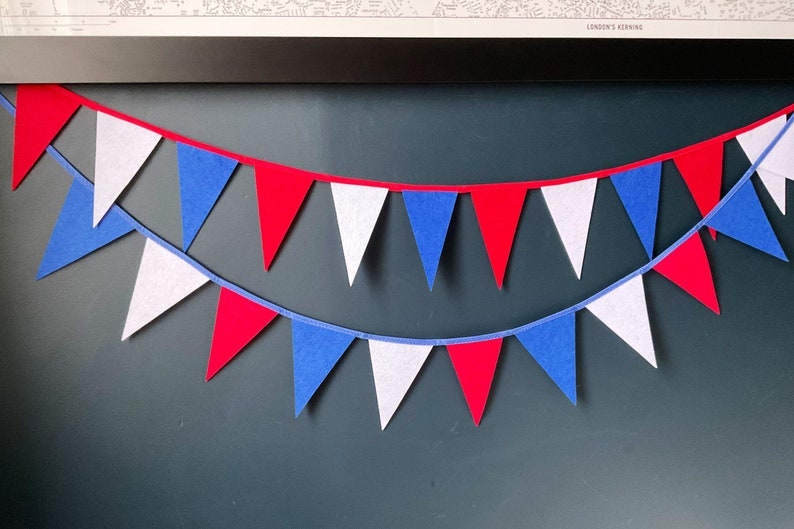Red White Blue Bunting Felt Flags Garden Party Decor - Etsy