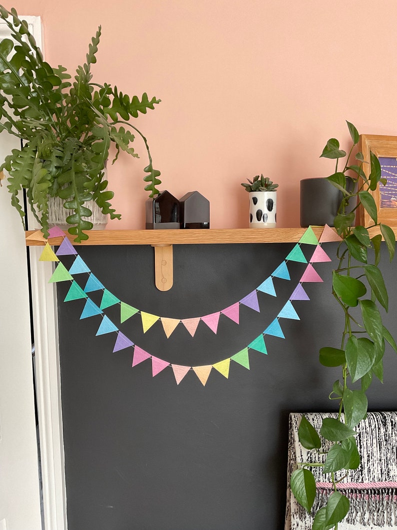 Pastel Party Bunting and Garlands, Rainbow Felt Birthday Decorations ...