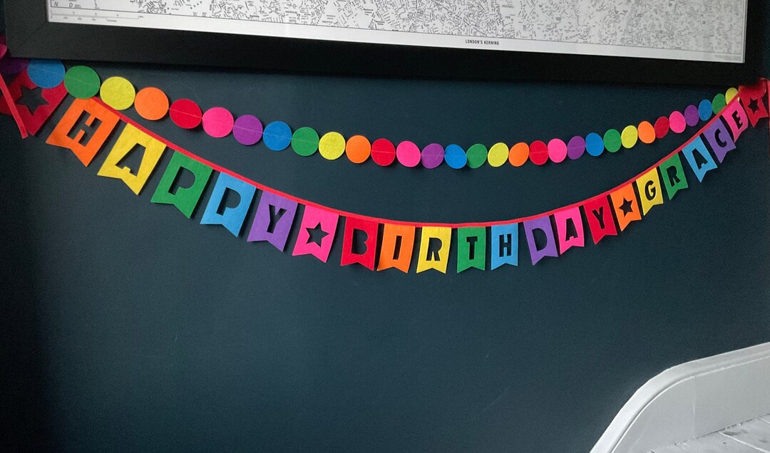 Happy Birthday Banner, Unique Custom Felt Name Banner, Personalised ...