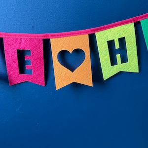 Welcome Home Rainbow Felt Bunting and Optional Matching Heart Garlands ...