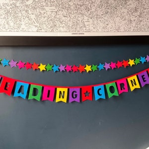 Reading Corner Banner in Colourful Felt Flags to Decorate a Nursery ...