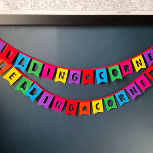 Reading Corner Banner in Colourful Felt Flags to Decorate a Nursery ...