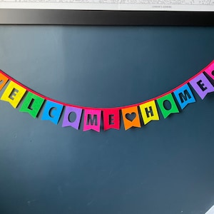 Welcome Home Rainbow Felt Bunting and Optional Matching Heart Garlands ...