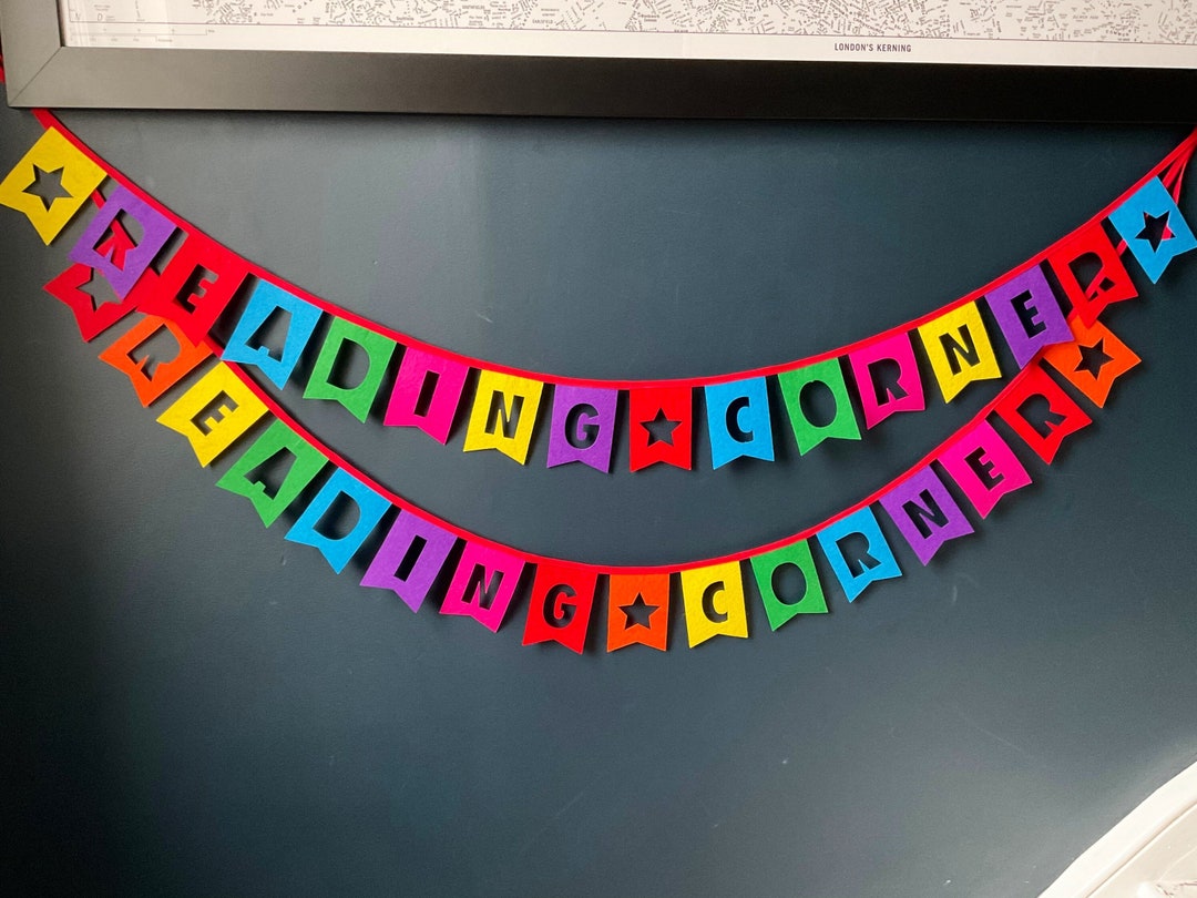 Reading Corner Banner in Colourful Felt Flags to Decorate a Nursery ...