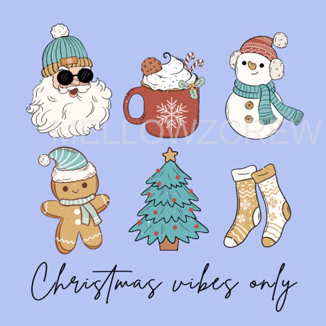 Christmas Vibes Only Pngretro Christmas Png Santa Claus - Etsy