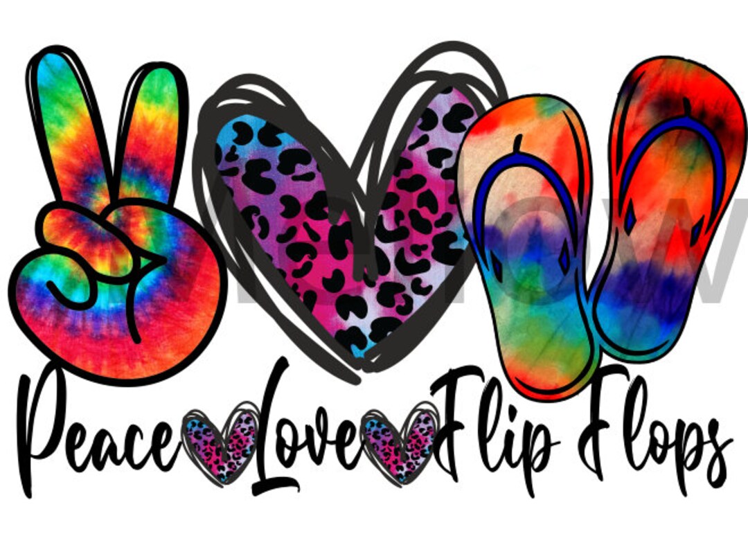 Peace Love Flip Flops Png, Summer Sublimation Designs Downloads ...