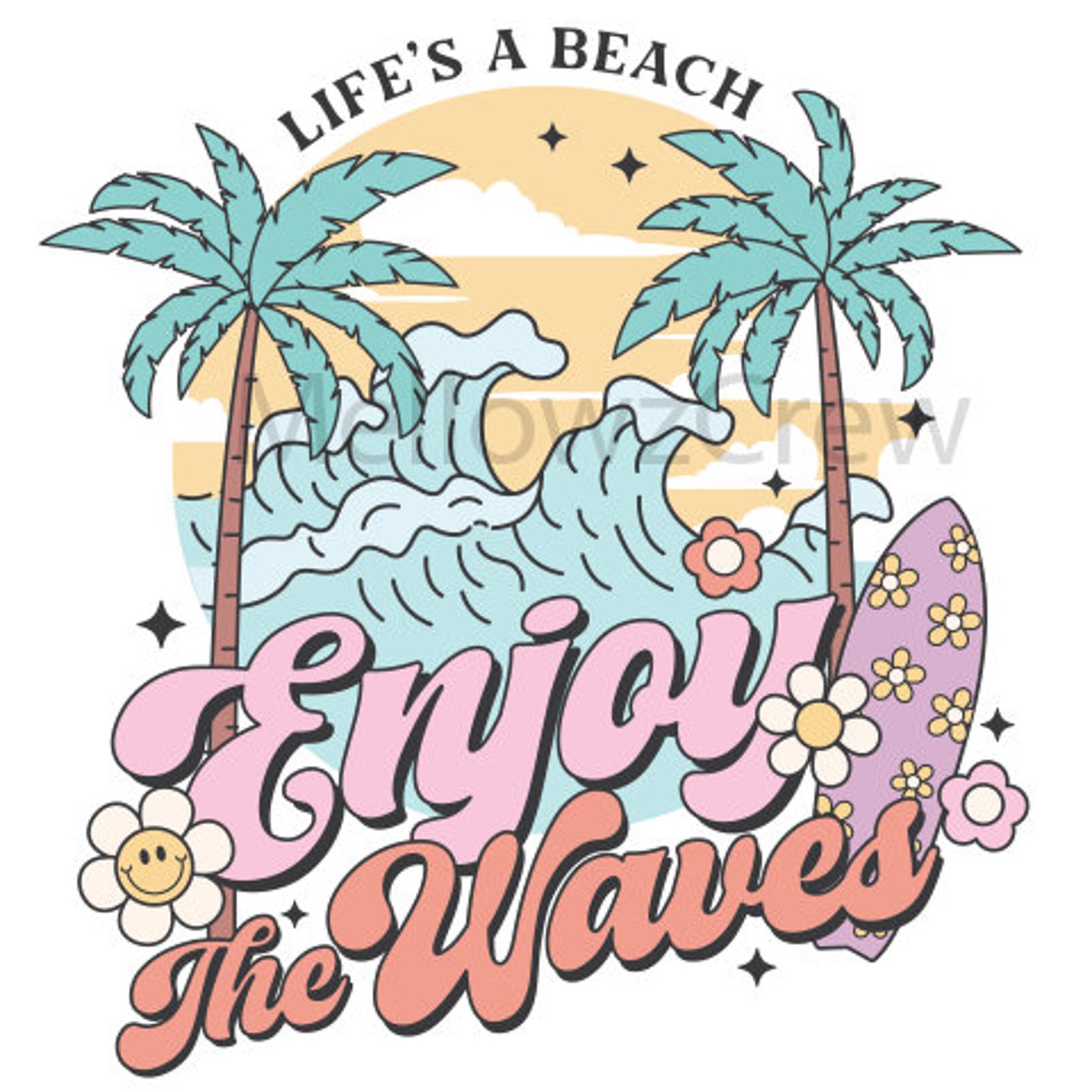 Life is a Beach Make Some Waves PNG SVG, Retro Summer Sublimation ...