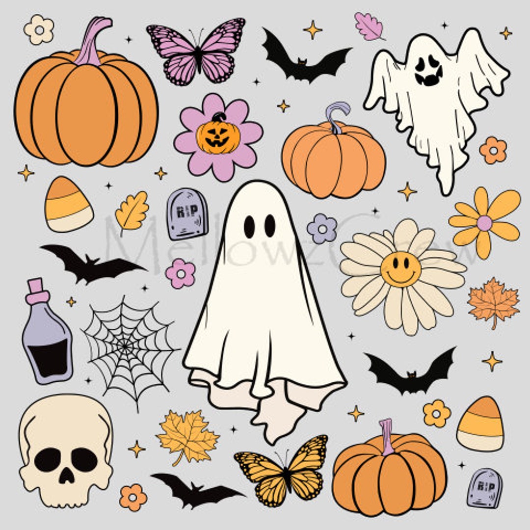 Cute Ghost Png, Boo Png, Retro Halloween Png, Halloween Sublimation ...