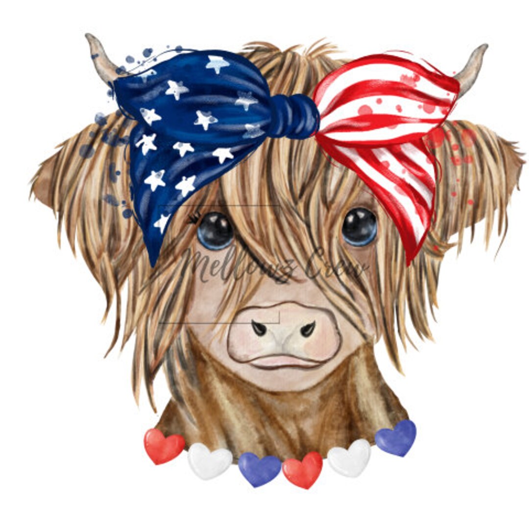 4th of July Highland Cow Png, 4th of July Cow Png, 4th of July, Png ...