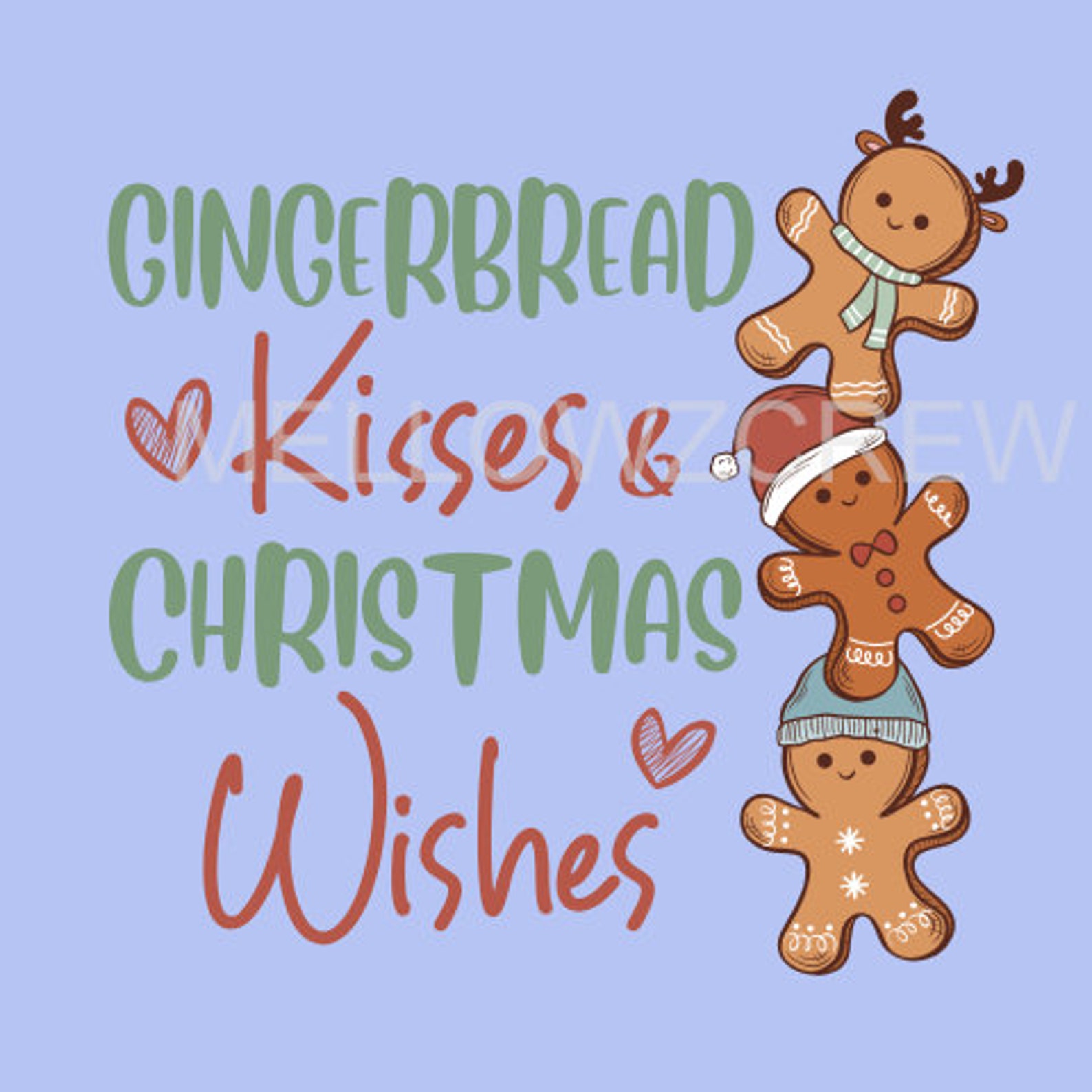 Retro Groovy Christmas Gingerbread Kisses and Wishes Png, Retro ...