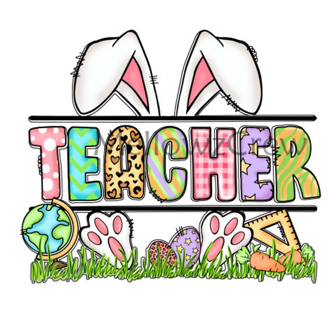 Easter Teacher Bunny Png Sublimation Design Download, Easter Day Png ...