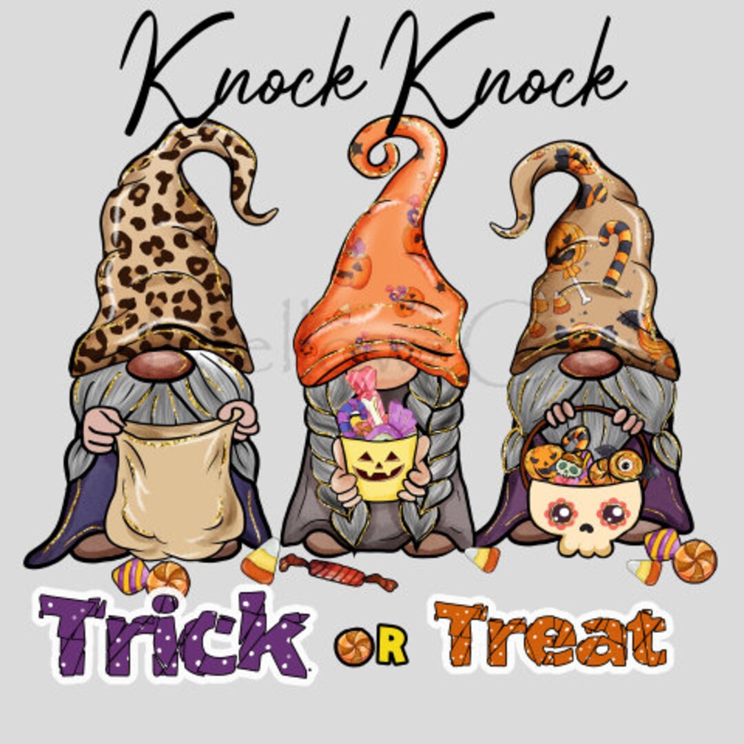 Knock Knock Trick or Treat Halloween Png | Halloween Gnome Png, Pumpkin ...
