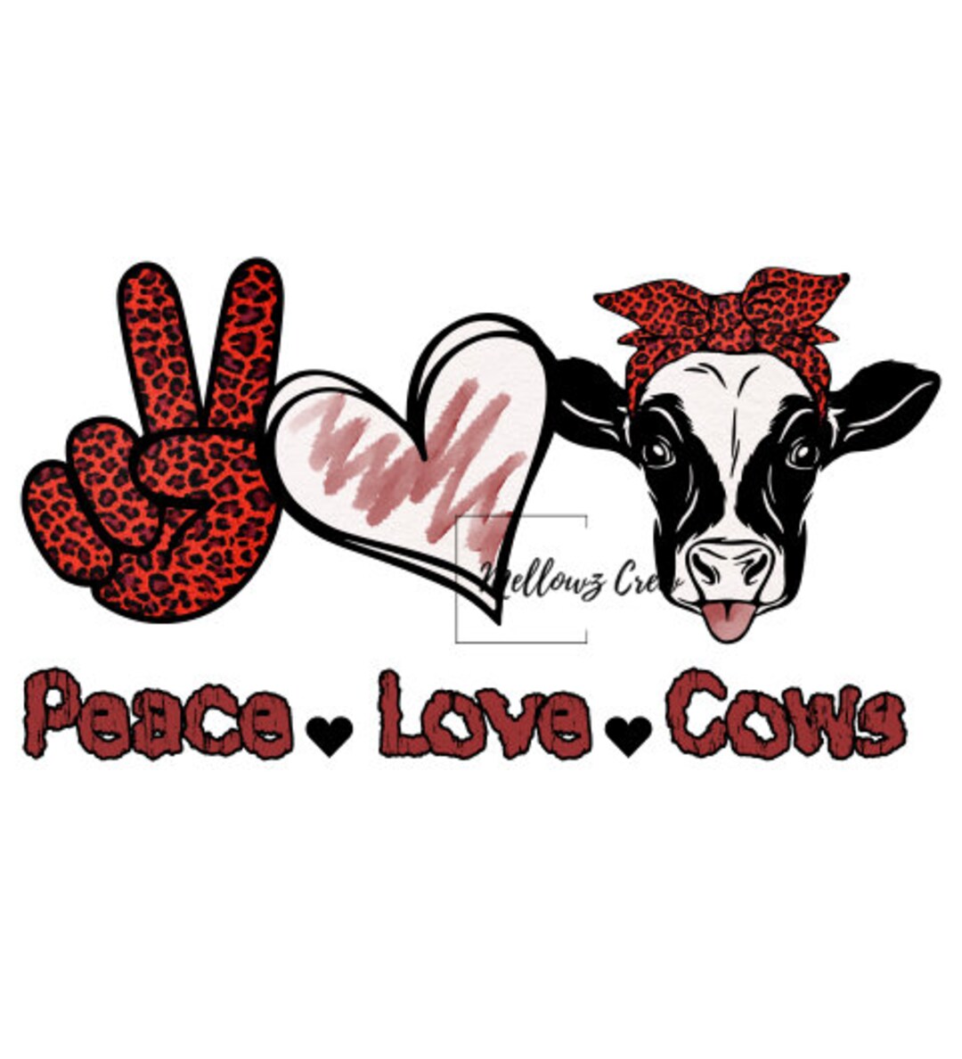 Peace Love Cow Png Sublimation Design, Western Cow Png, Sunflowers Cow ...