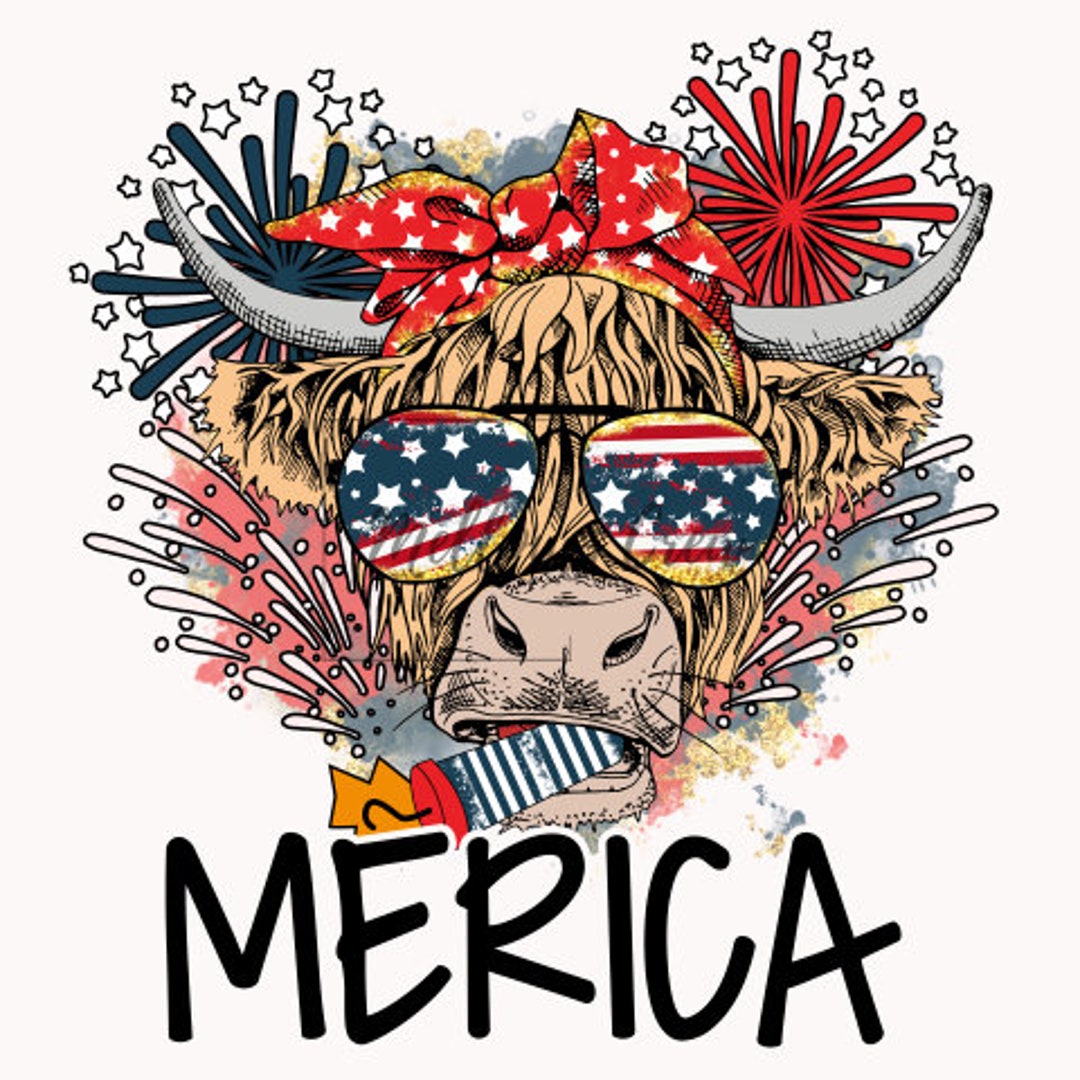 4th of July Highland Cow Png, 4th of July Cow Png, 4th of July, Png ...