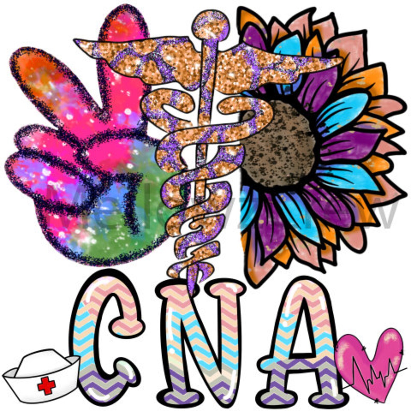 Peace Love CNA Sublimation, CNA Png, Nursing School, Nursing Student ...