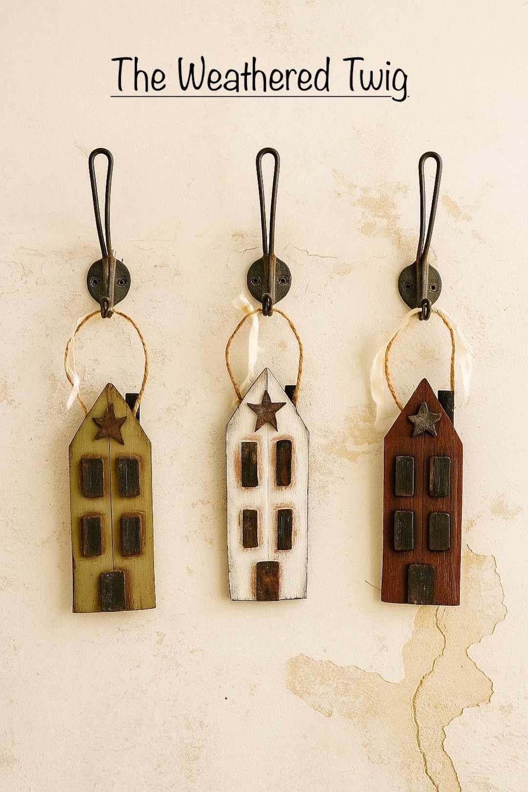 Primitive Saltbox House Ornament: Hand-painted Rustic Folk Art - Etsy